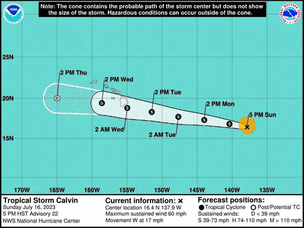 Tropical Storm Calvin could kick up winds, surf and rain as it nears ...